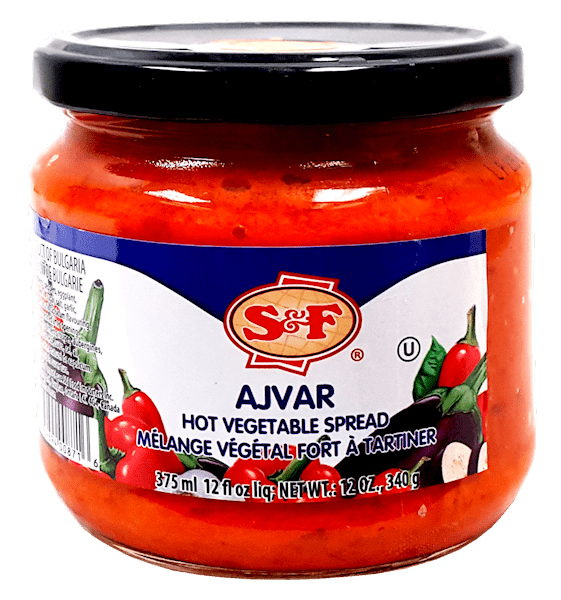 VEGETABLE SPREAD AJVAR HOT,S&F, BULGARIA, 12OZ — European Food and Gifts