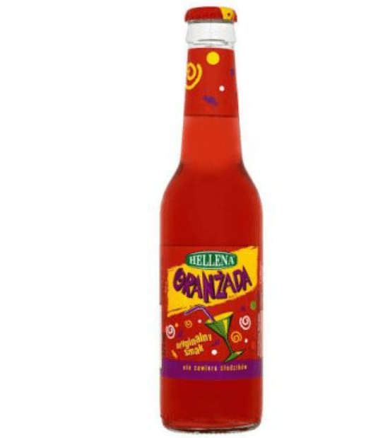 ORANAZADA CZERWONA,SZKLANA BUTELKA,RED CARBONATED DRINK,GLASS BOTTLE,2 ...