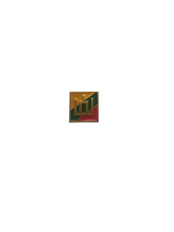 Metal badge brass "Gediminaiciu stulpai" on a tricolor background smal ...